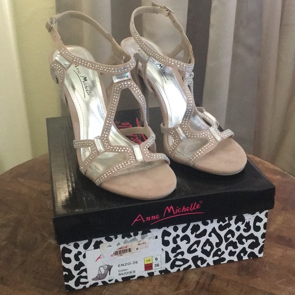 Anne Michelle | Shoes | Anne Michelle Rhinestone Enzo High Heel Sandal ...